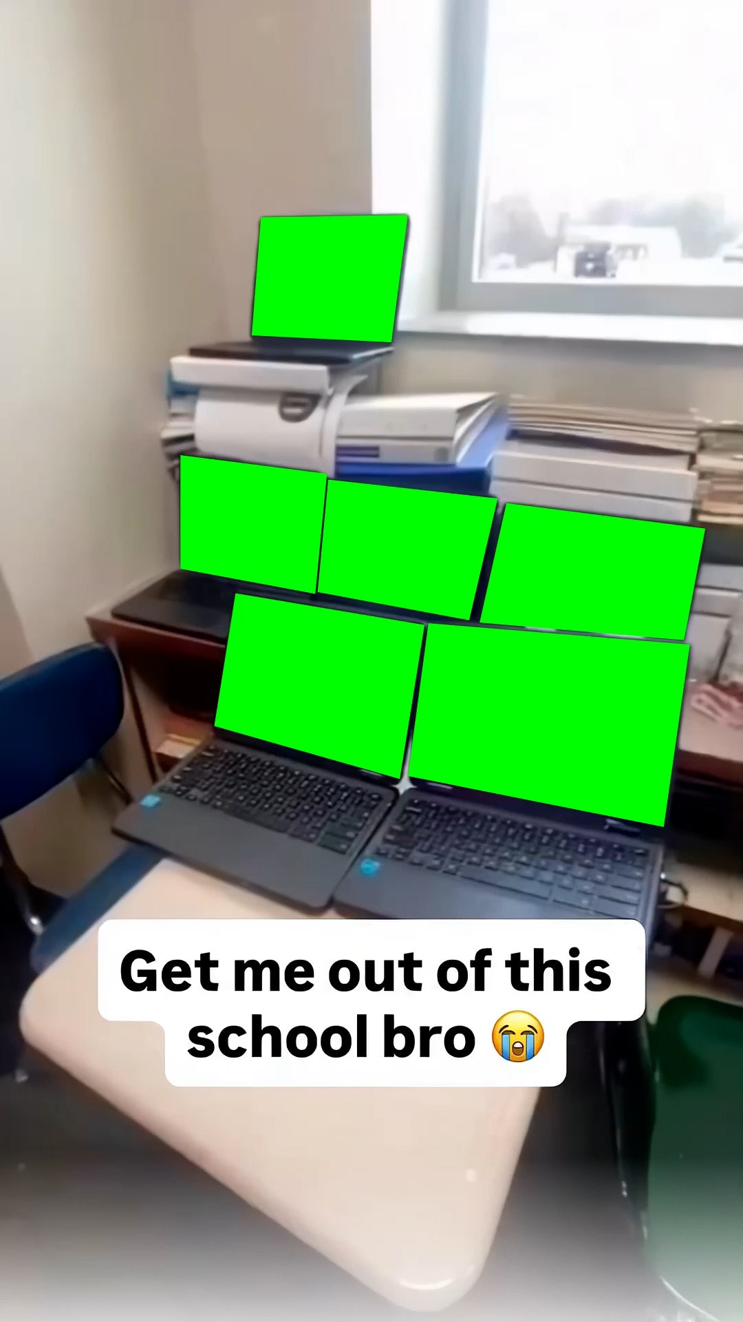 Boys Watching Laptop in Class meme (Green Screen) – CreatorSet
