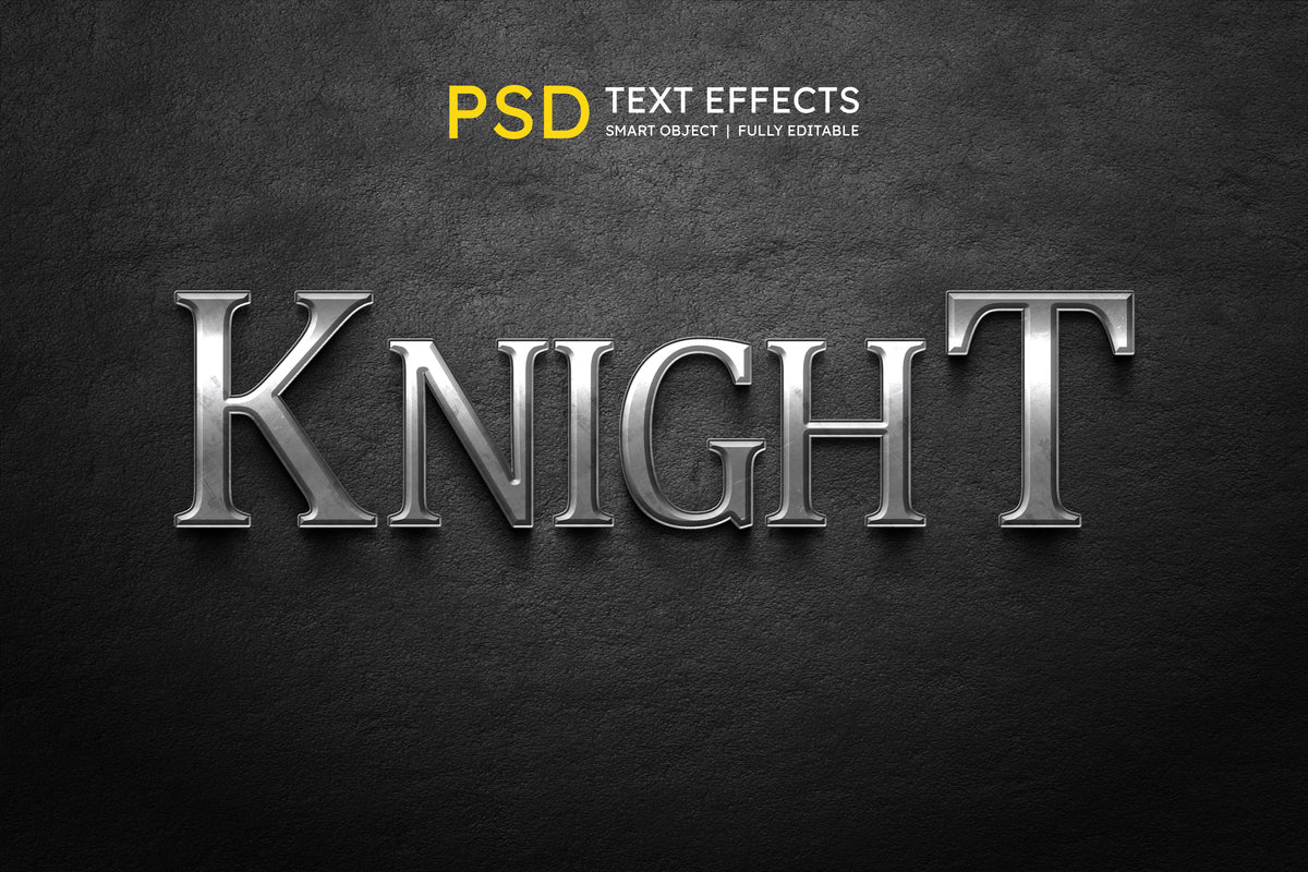 Photoshop - Knight Effect Text (Silver / Grey Background) – CreatorSet