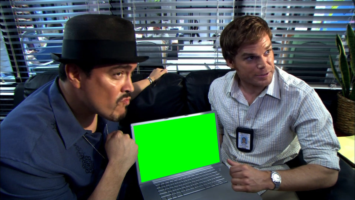 Dexter and Batista on a Computer meme (Green Screen) – CreatorSet