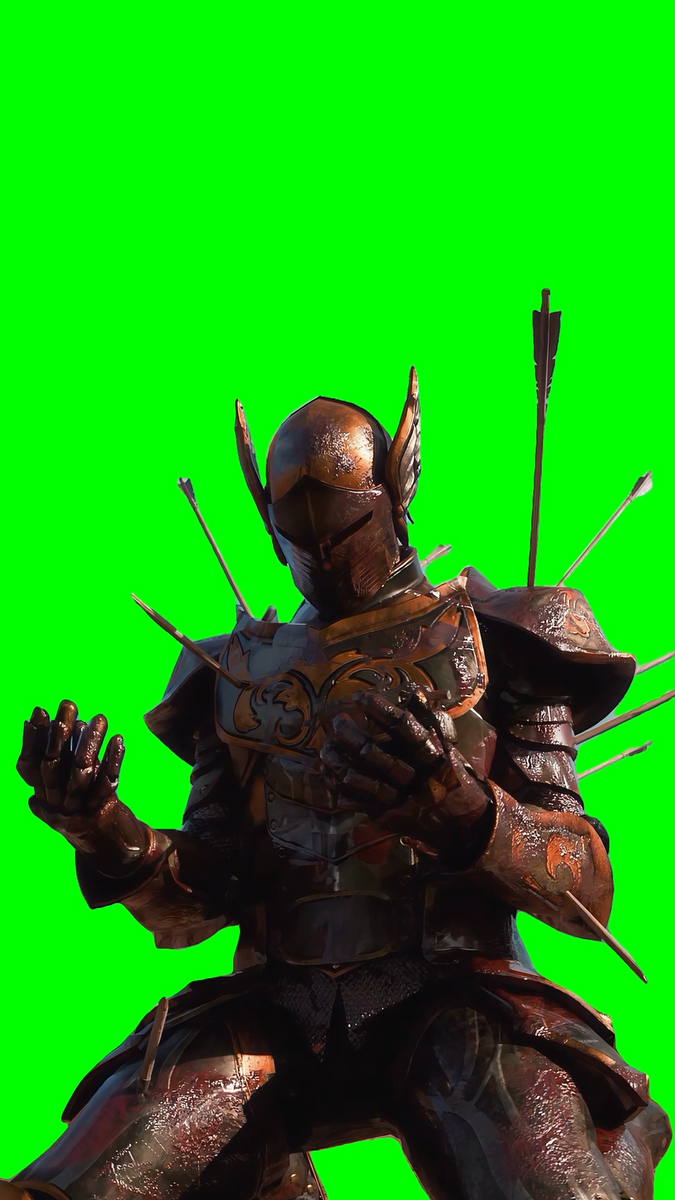 Knight Falling to his Knees with Arrows in his Back meme (Green Screen ...