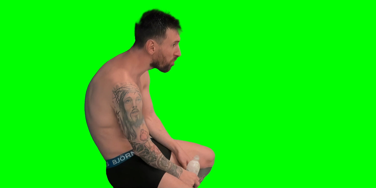 Lionel Messi sitting with a bad posture meme (Green Screen) – CreatorSet