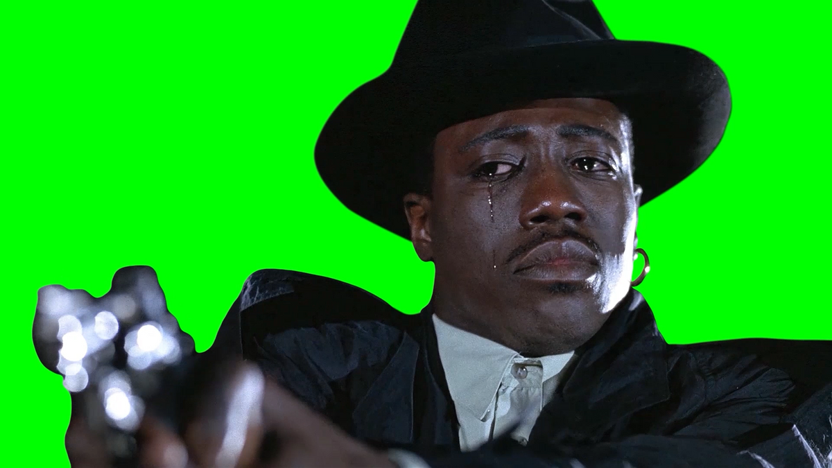 Wesley Snipes crying while holding a gun meme - New Jack City (Green S ...