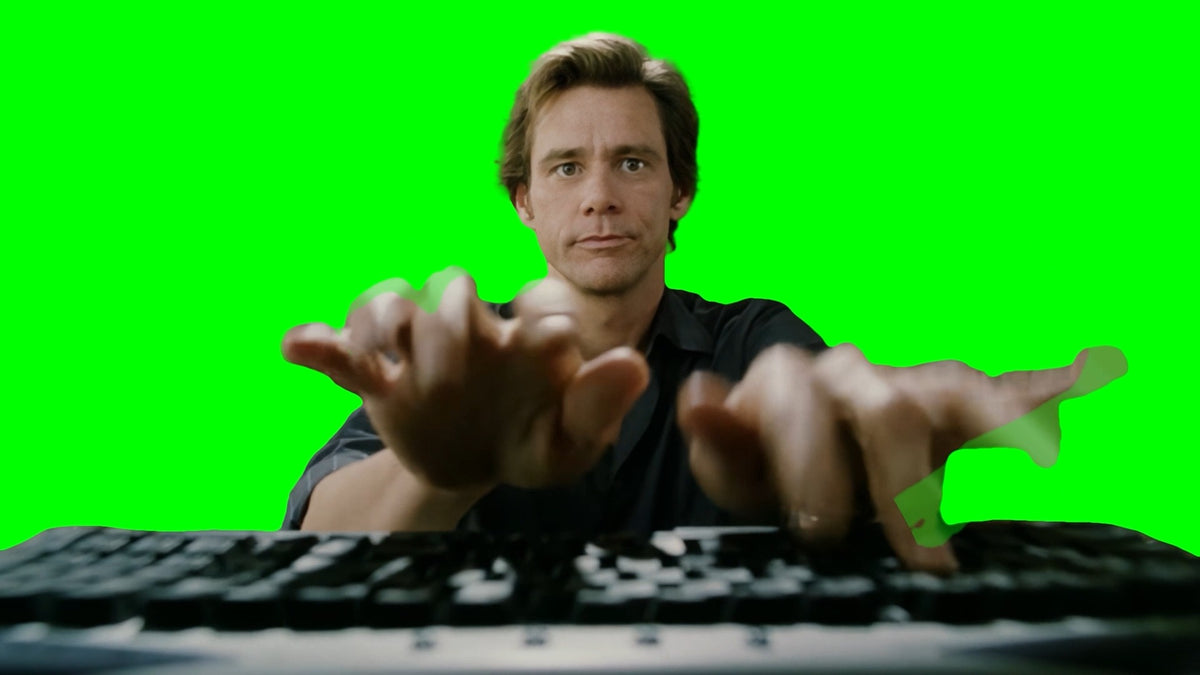 Jim Carrey Typing Fast meme - Bruce Almighty movie (Green Screen ...