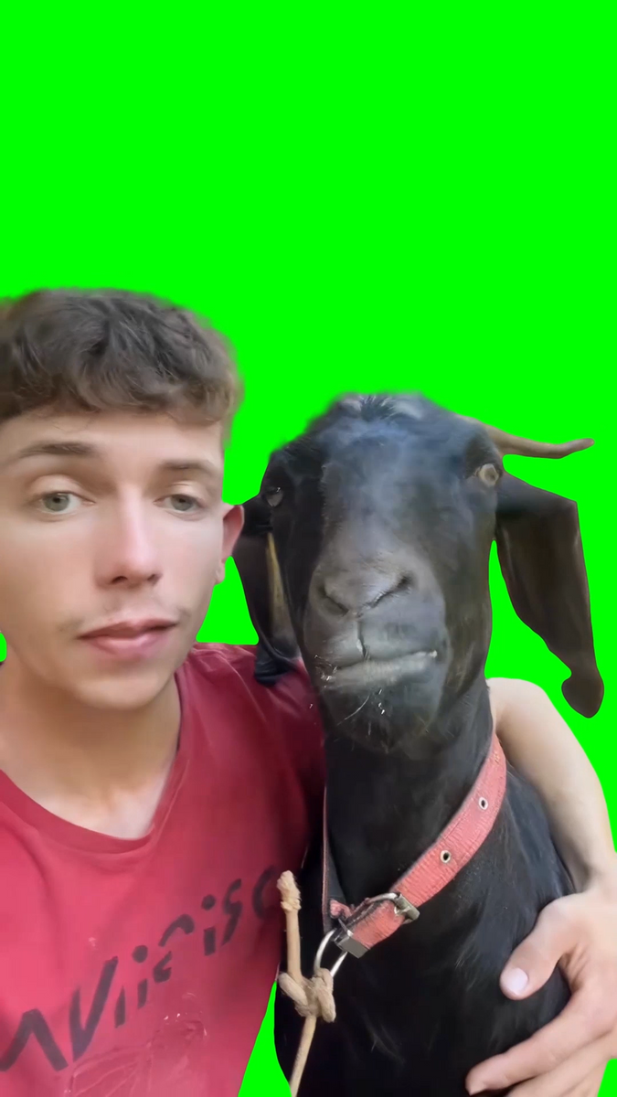 Man singing and hugging goat (Green Screen) – CreatorSet