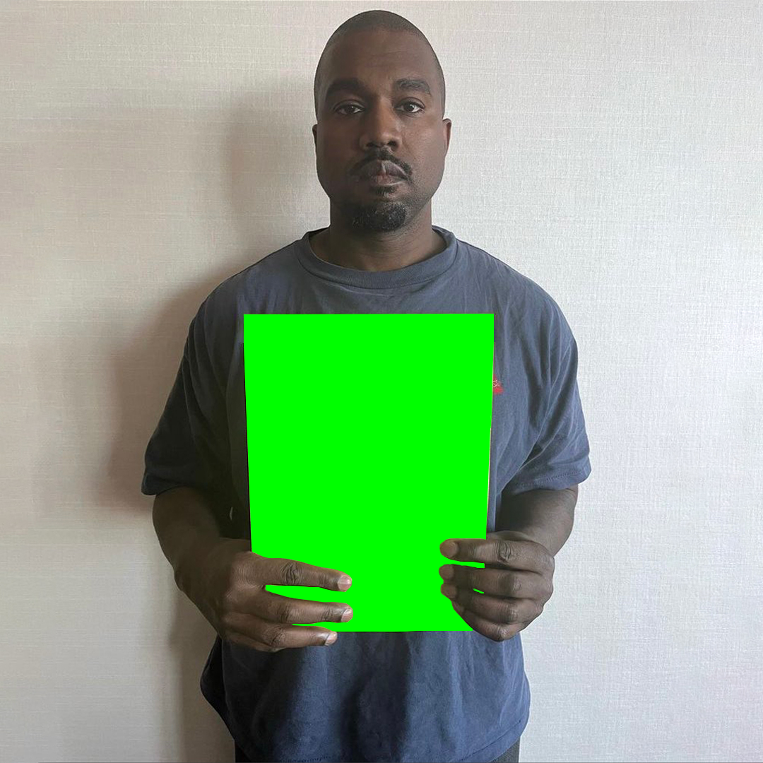 Kanye West Holding Paper Notepad meme (Green Screen) – CreatorSet