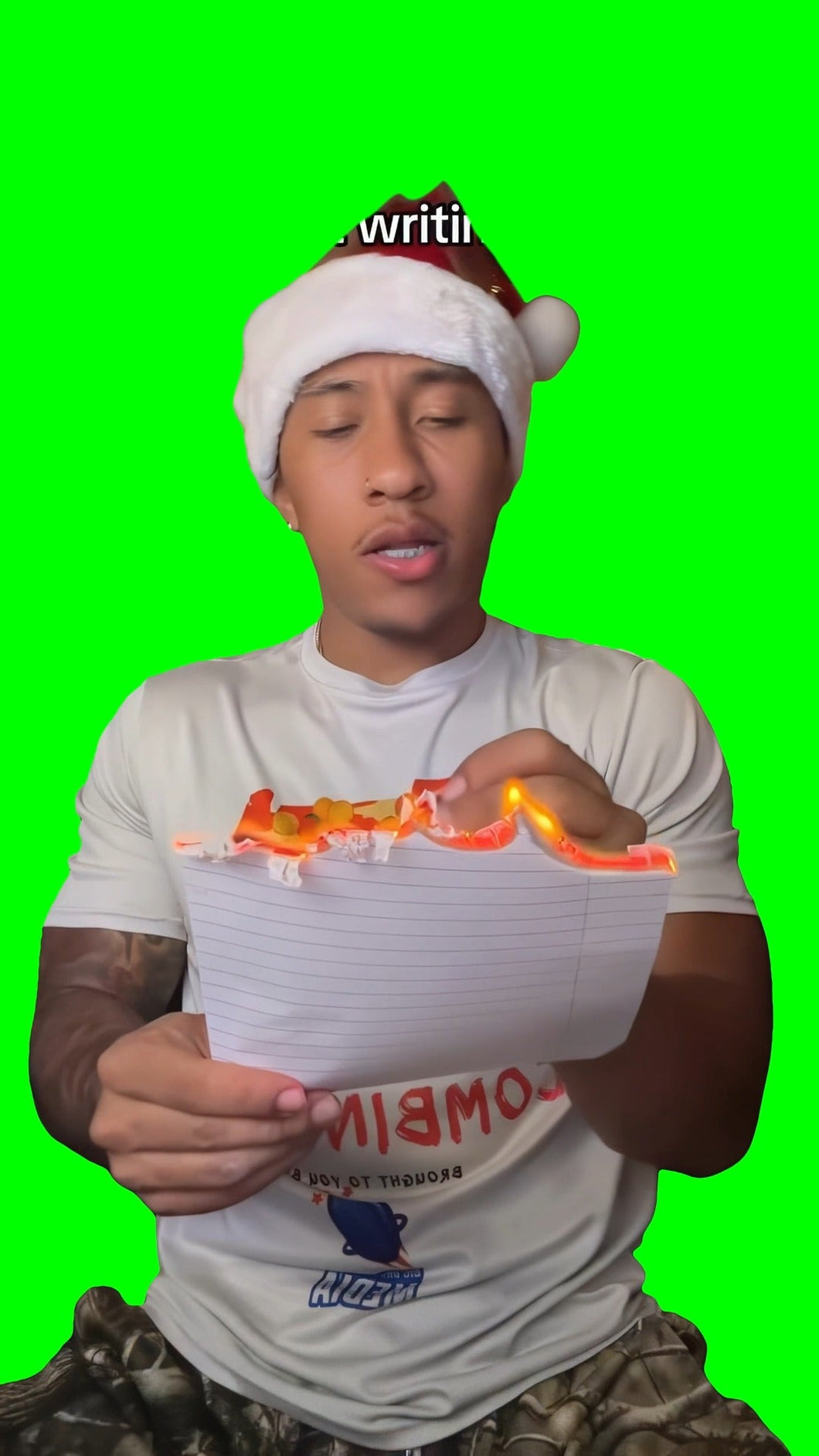 Man Writing on Burning Paper meme - cambeenfyee (Green Screen) – CreatorSet