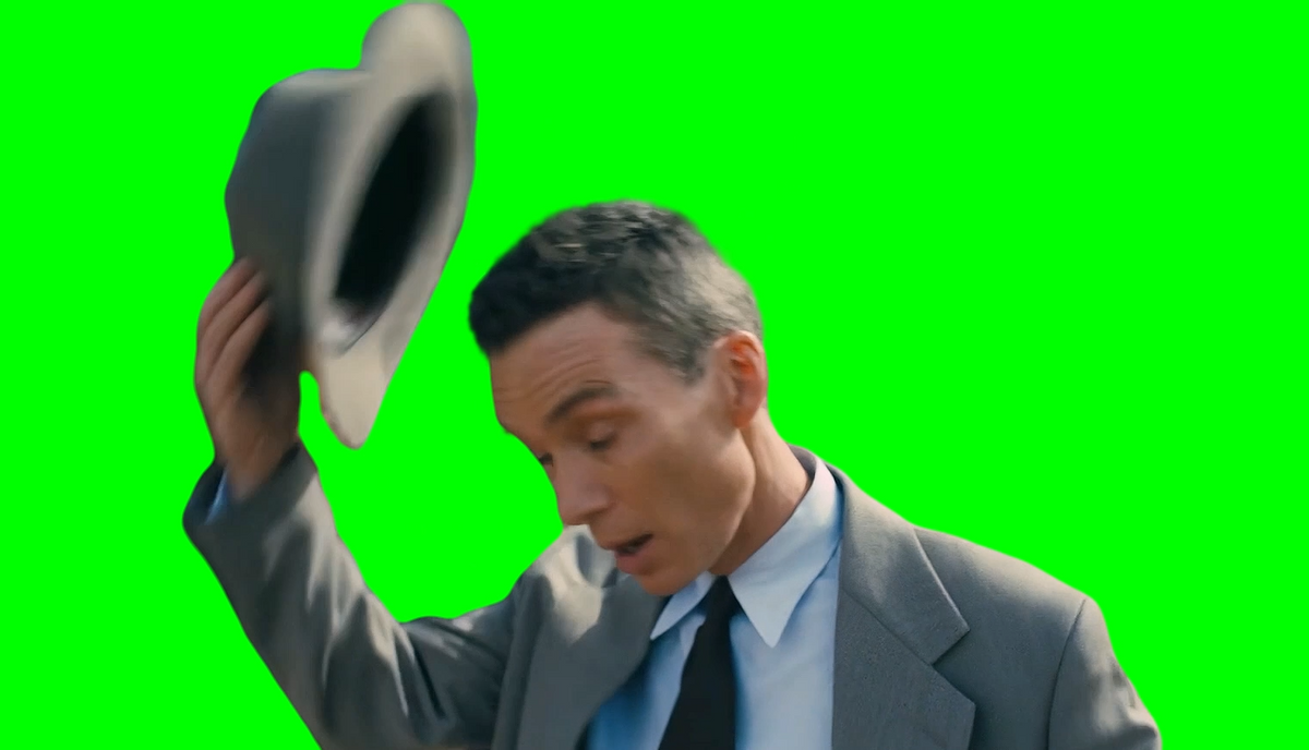 Oppenheimer taking his Hat Off (Green Screen) – CreatorSet