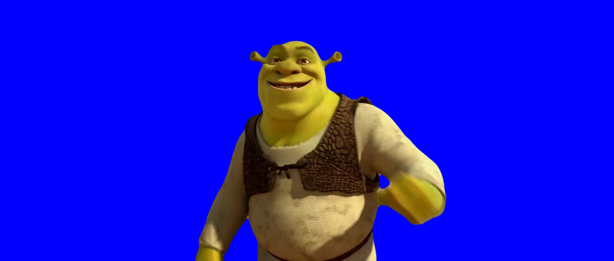 Shrek Walking And Scaring People Away meme - Shrek 4 (Blue Screen) (Gr ...