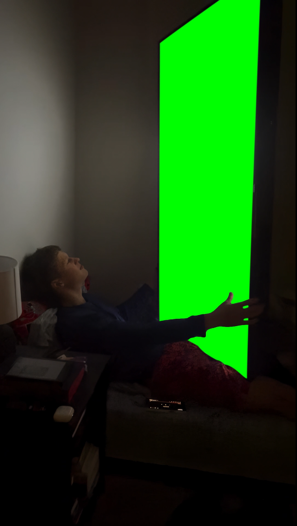 Man scrolling through Instagram Reels using a Giant Screen meme (Green ...