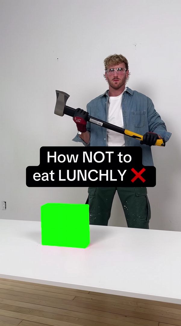 Logan Paul and KSI destroying a Lunchly box with MrBeast meme (Green S ...