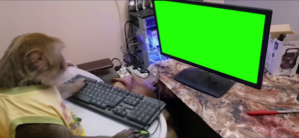 Monkey playing CS2 meme (Green Screen) – CreatorSet