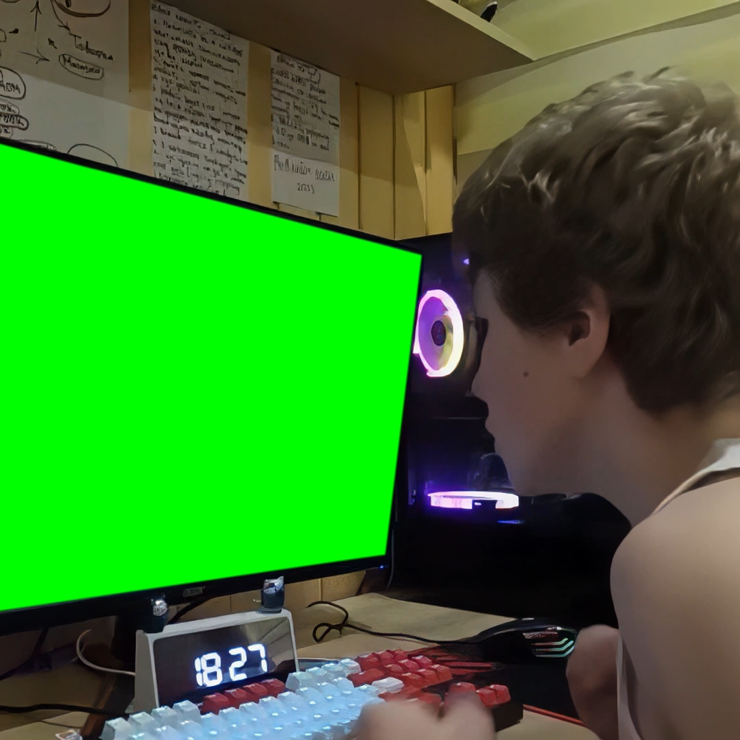 Russian Boy getting angry and blowing at Monitor meme (Green Screen ...