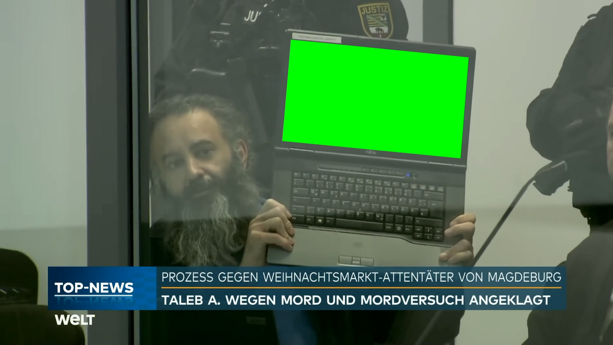 Bearded Man Showing Laptop in Police Station meme (Green Screen ...