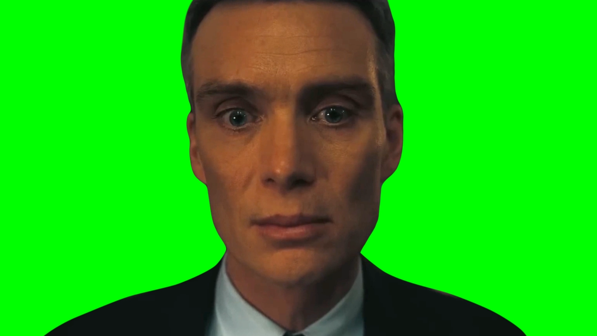 Oppenheimer shocked and stressed out staring meme (Green Screen ...